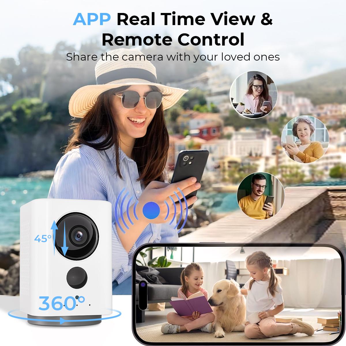 4G Cellular Security Camera, 2K Wireless and 360 Degrees Pan 45 Degrees ...