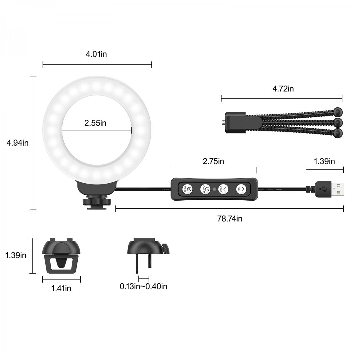 Conference Lighting Kit 4" USB Powered Ring - KENTFAITH