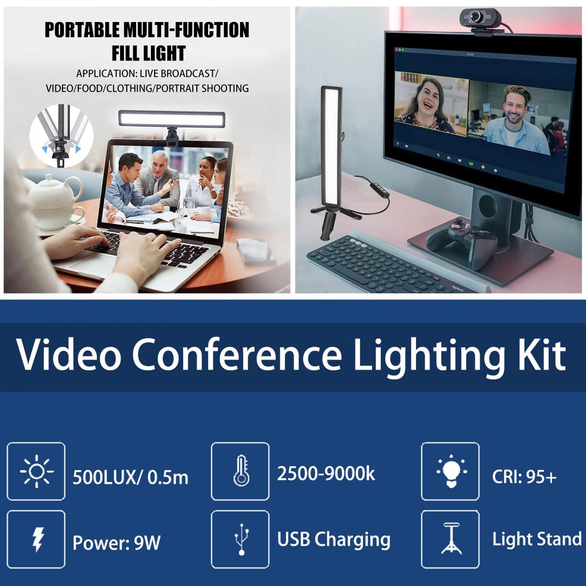 Video Conference Light Kit 3 Colors Dimmable - KENTFAITH