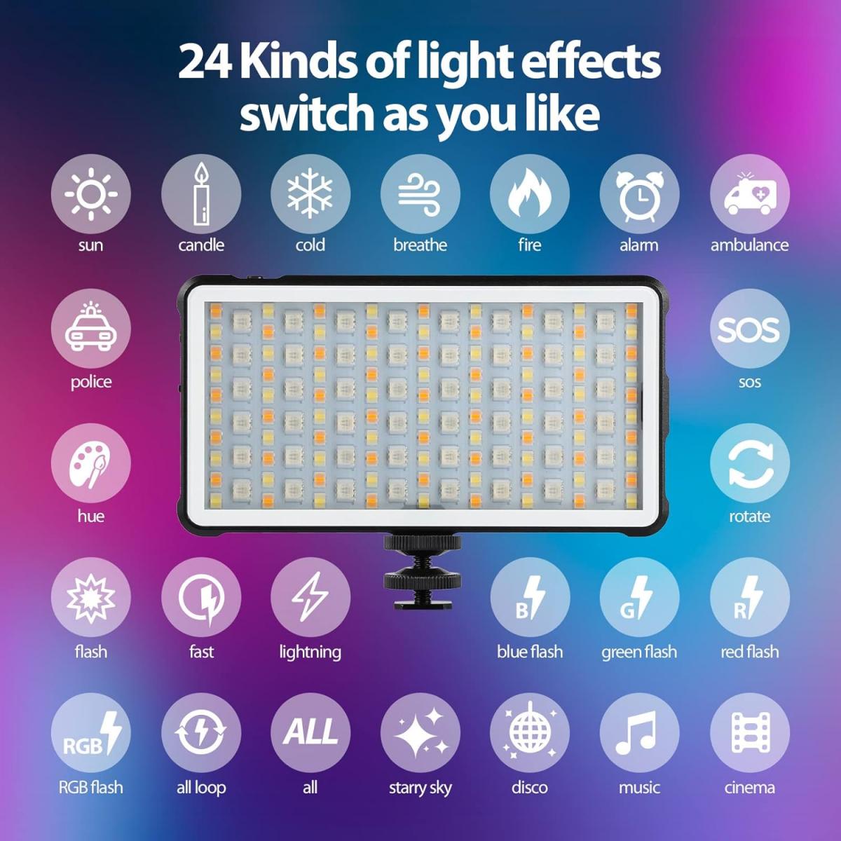 RGB led Light, Pocket Video Light LED Fill Light Panel 2500K-9000K ...