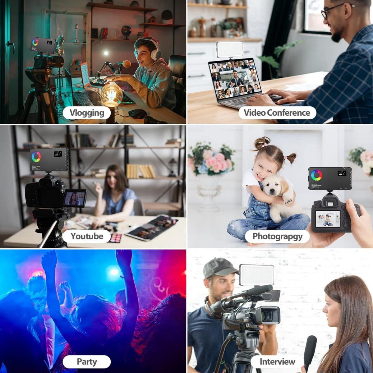 RGB led Light, Pocket Video Light LED Fill Light Panel 2500K-9000K ...