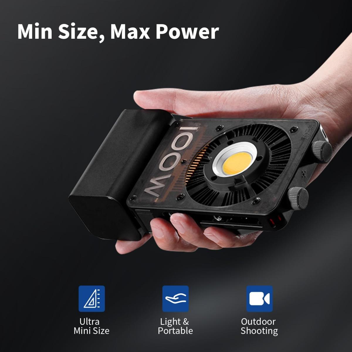 지운 CINEPER CX100 100W LED 영상등, 내장 4500mAh 배터리, 2색 COB 문자열 출력 조명 2700K ...