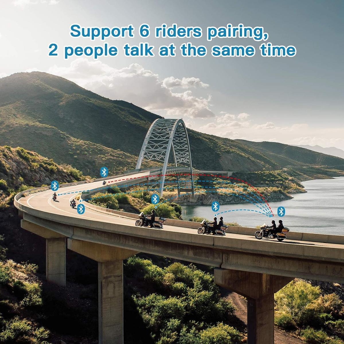 Motorcycle Bluetooth earphones, supporting 6-rider 800M intercom ...