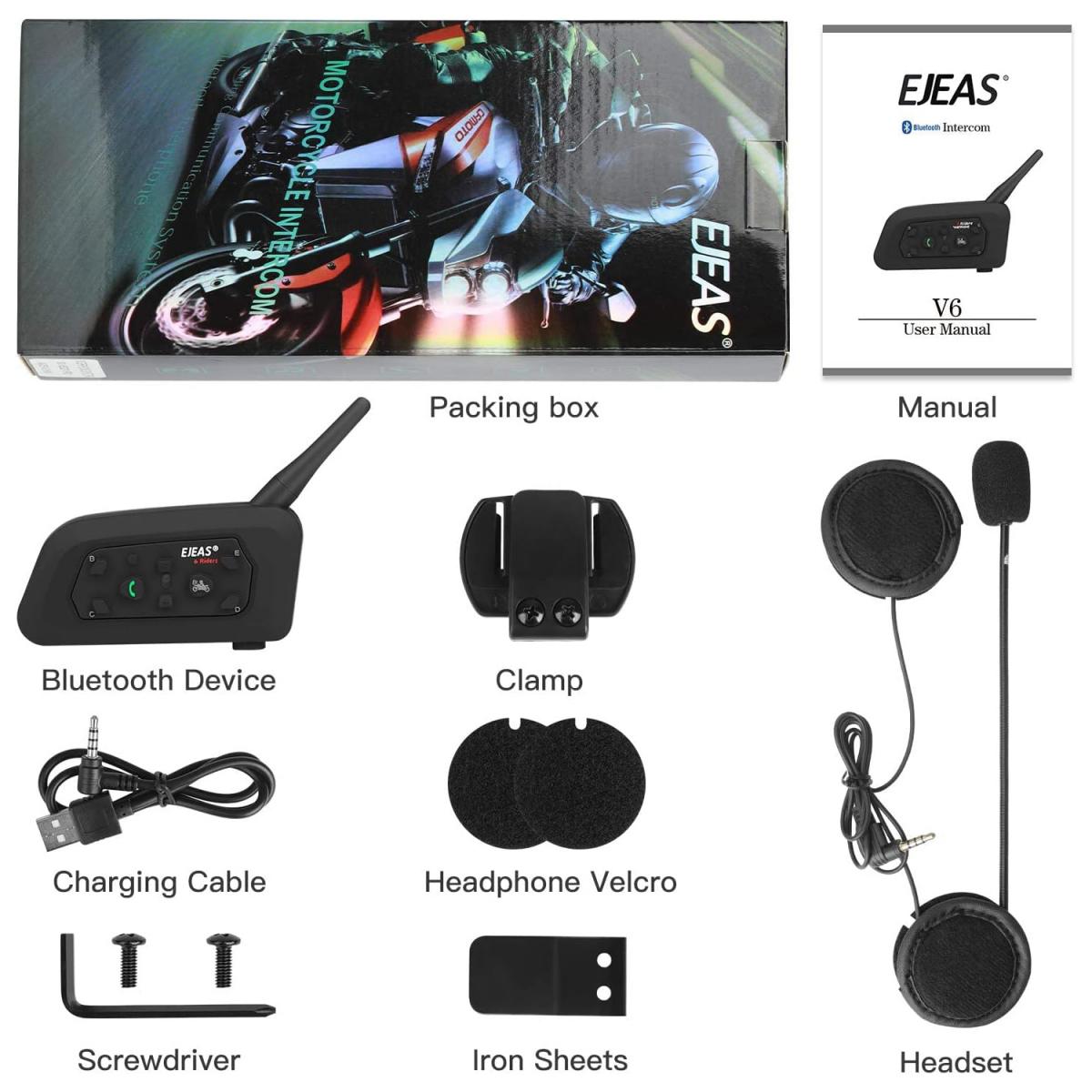 Motorcycle Bluetooth earphones, supporting 6-rider 800M intercom ...