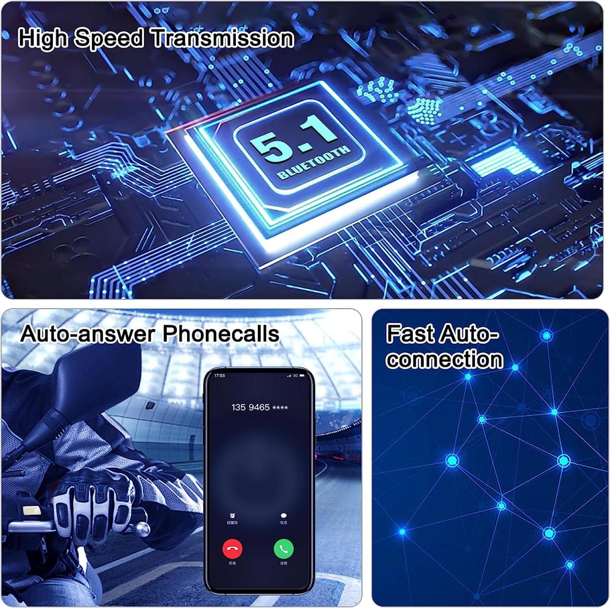 Motorcycle helmet Bluetooth mesh intercom, 8 riders mesh group ...