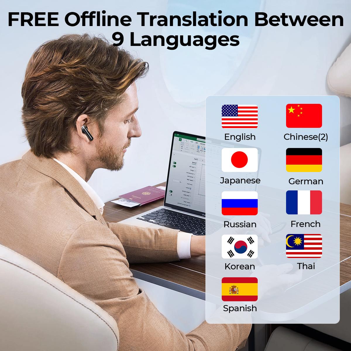Language Translator Earbuds Real-Time 150 Languages Voice Video Call ...