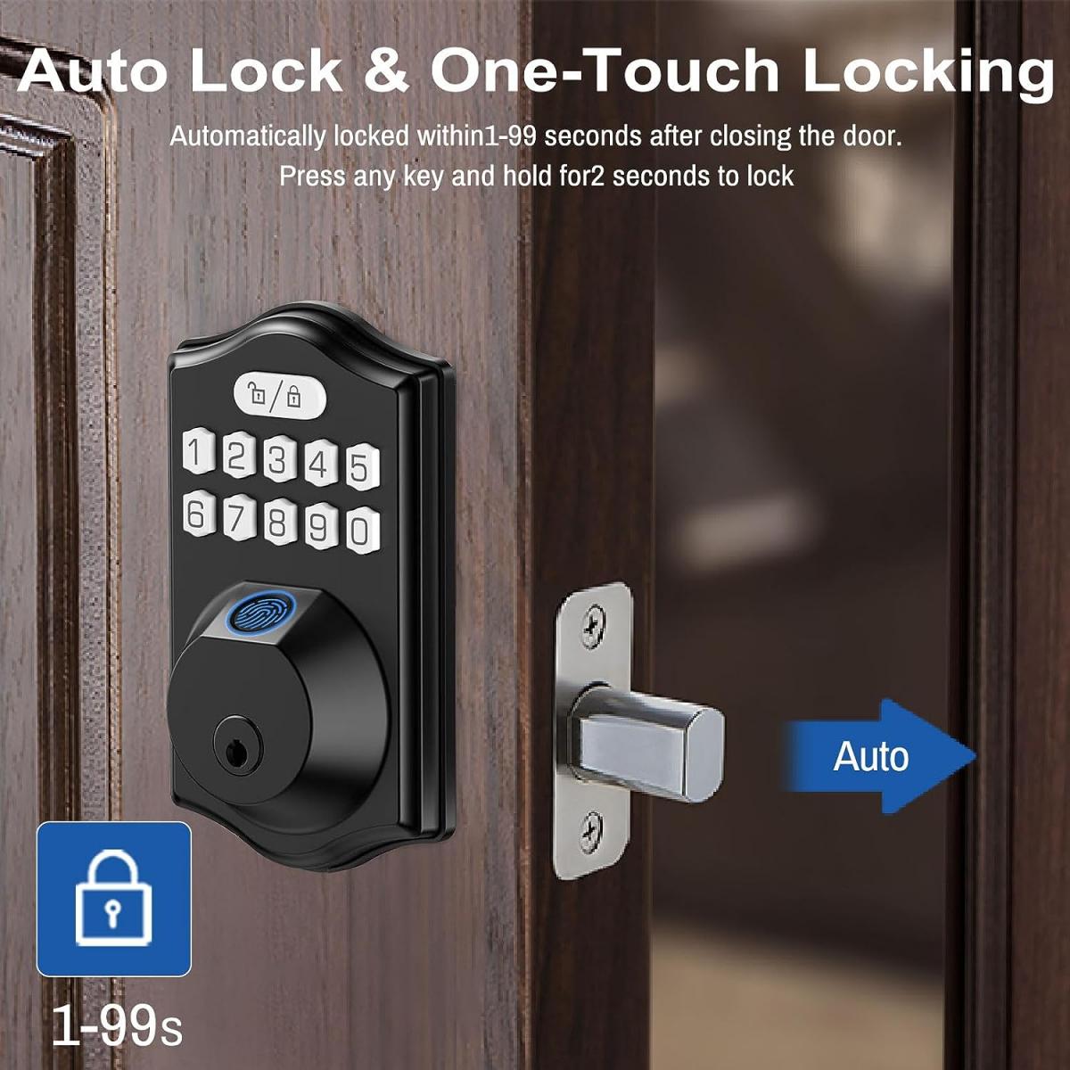 K6 Intelligent Fingerprint Door Lock With 2 Spare Keys 3-In-1 - KENTFAITH