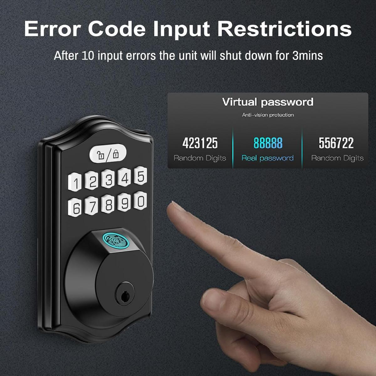 K6 Intelligent Fingerprint Door Lock With 2 Spare Keys 3-In-1 - KENTFAITH