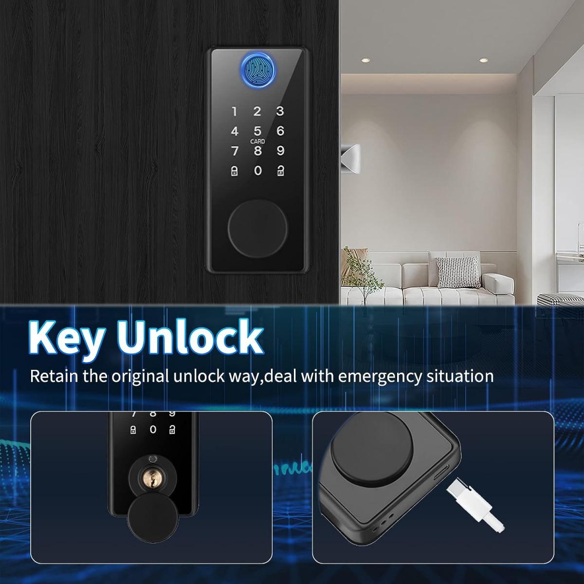 D8 intelligent fingerprint door lock, graffiti app keyless entry door ...