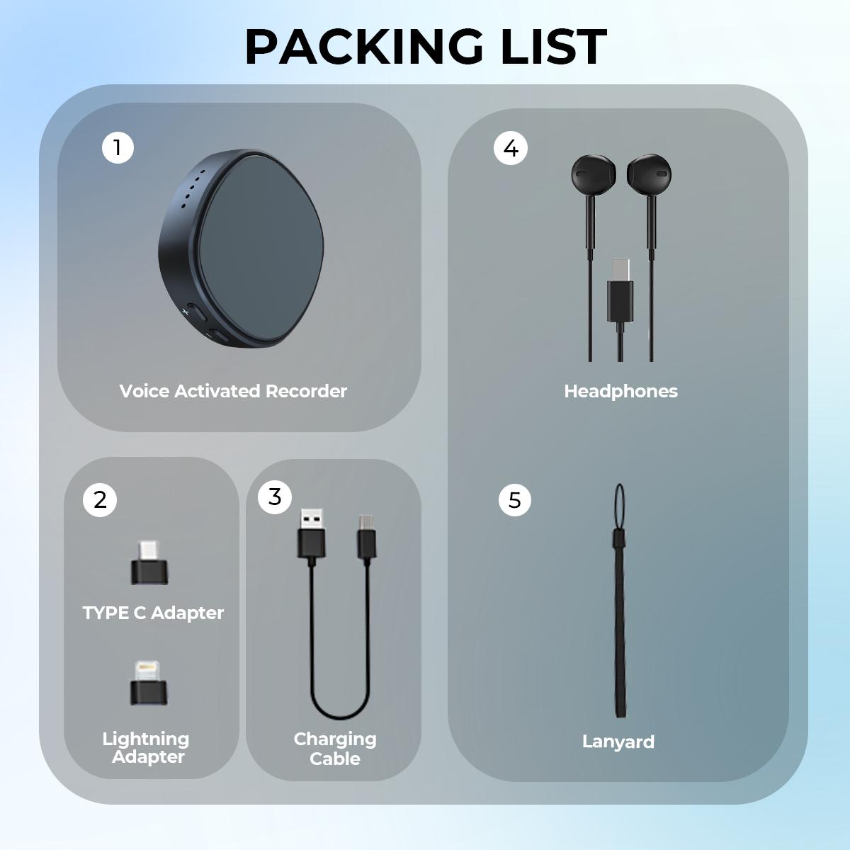 Mini Voice Recorder Voice-activated & Magnetic 64G 800 Hours Capacity ...