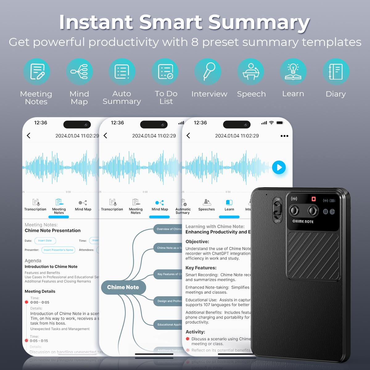 AI Voice Recorder with FREE Transcription Summary | AI Assistant - K&F ...