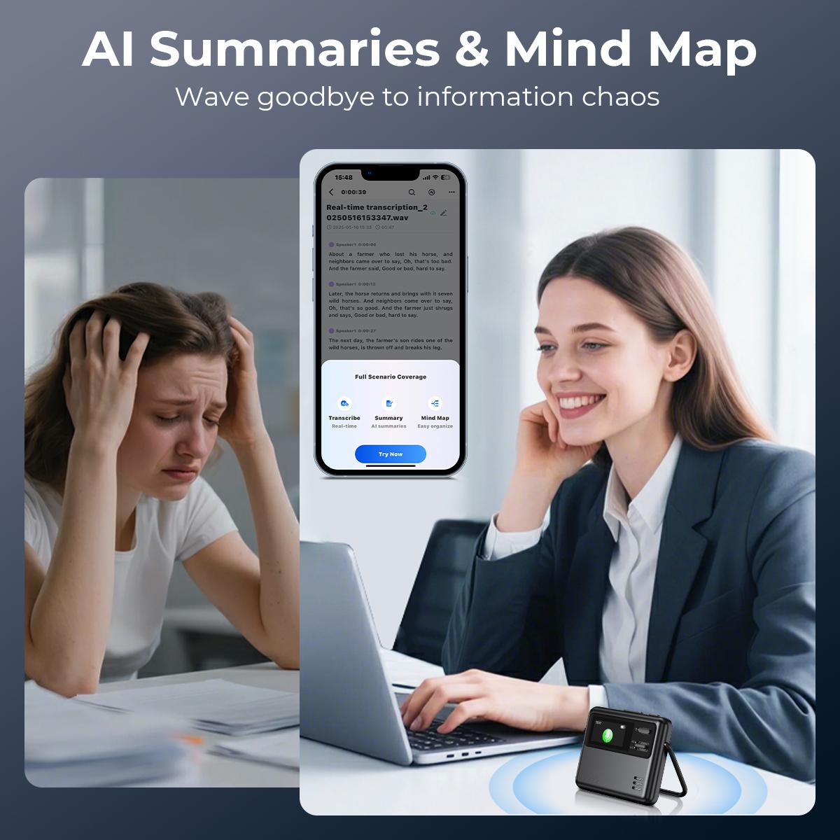 AI Voice Recorder Transcriber Summary Translation Audio Activated 128G ...