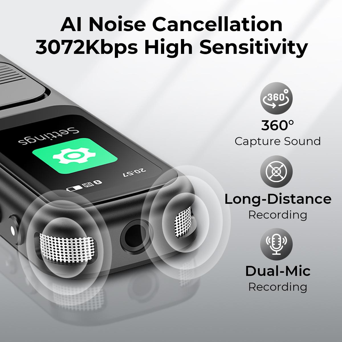 128GB Digital Voice Recorder Voice Activated, AI Transcribe Summarize ...