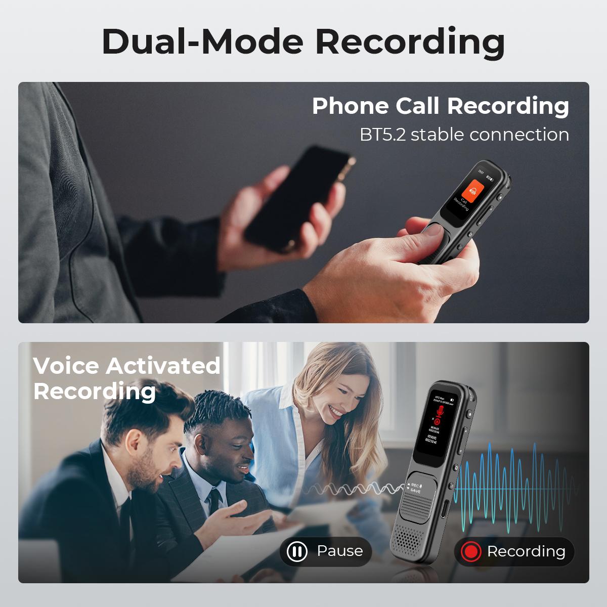 128GB Digital Voice Recorder Voice Activated, AI Transcribe Summarize ...