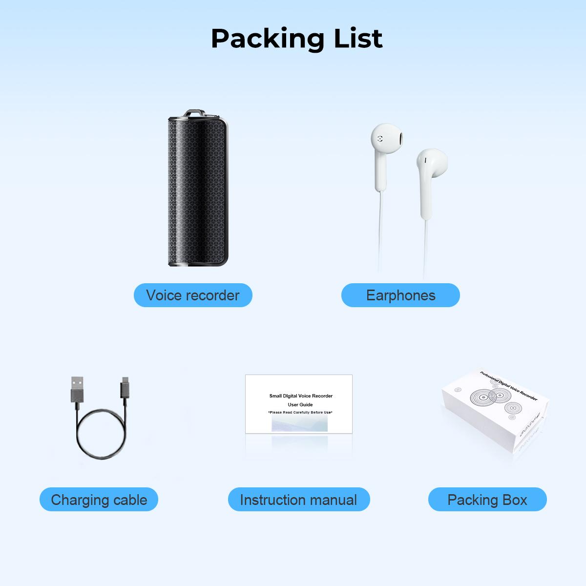 128G Small Digital Voice Recorder with Ultra-long 1000H Continuous ...