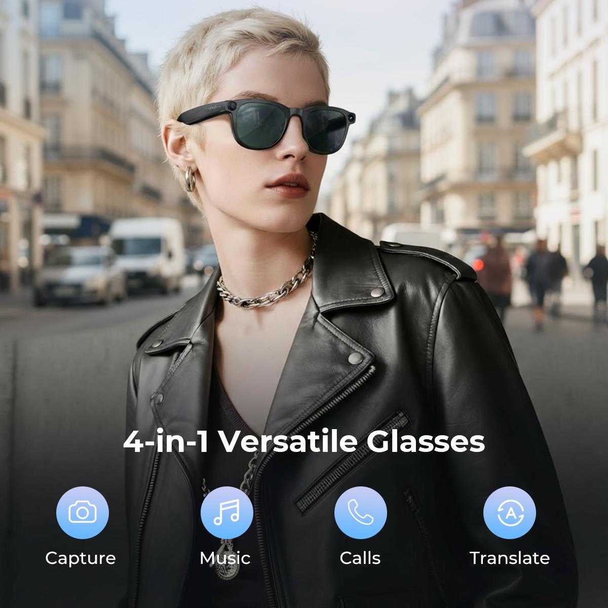 Smart Glasses with Camera, 8MP Sony Sensor, Capture 30MP Photos & 1080P ...
