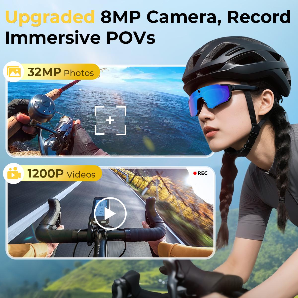 Recording Sunglasses with 1200P 30FPS Videos, 36MP photos, 6-axis Image ...