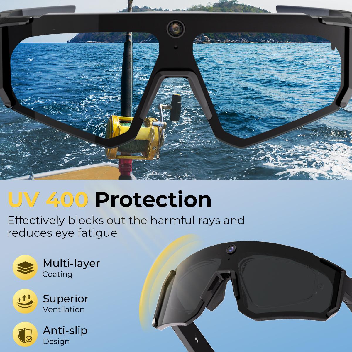 Recording Sunglasses with 1200P 30FPS Videos, 36MP photos, 6-axis Image ...