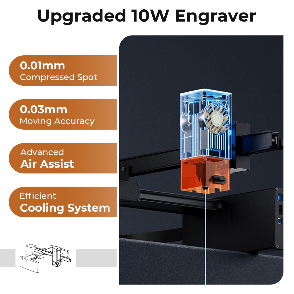 Engraving Machine For Metal, 10W 0.01Mm 600Mm/Min - KENTFAITH