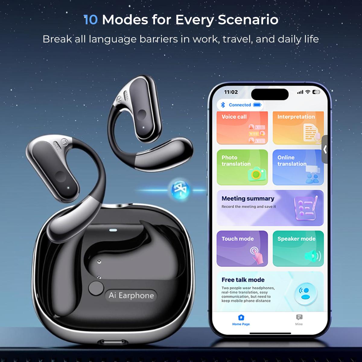 AI Real-Time Translator Earbuds, 142 Languages/Accents, Chat APP ...
