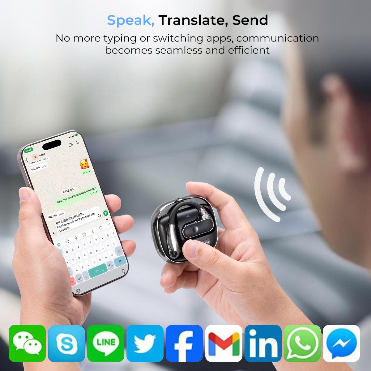 AI Real-Time Translator Earbuds, 142 Languages/Accents, Chat APP ...