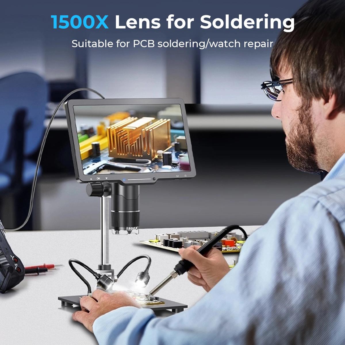 Digital Microscope with 10.1" Screen & 3 Lenses, 1000X, 1500X, 2500X ...