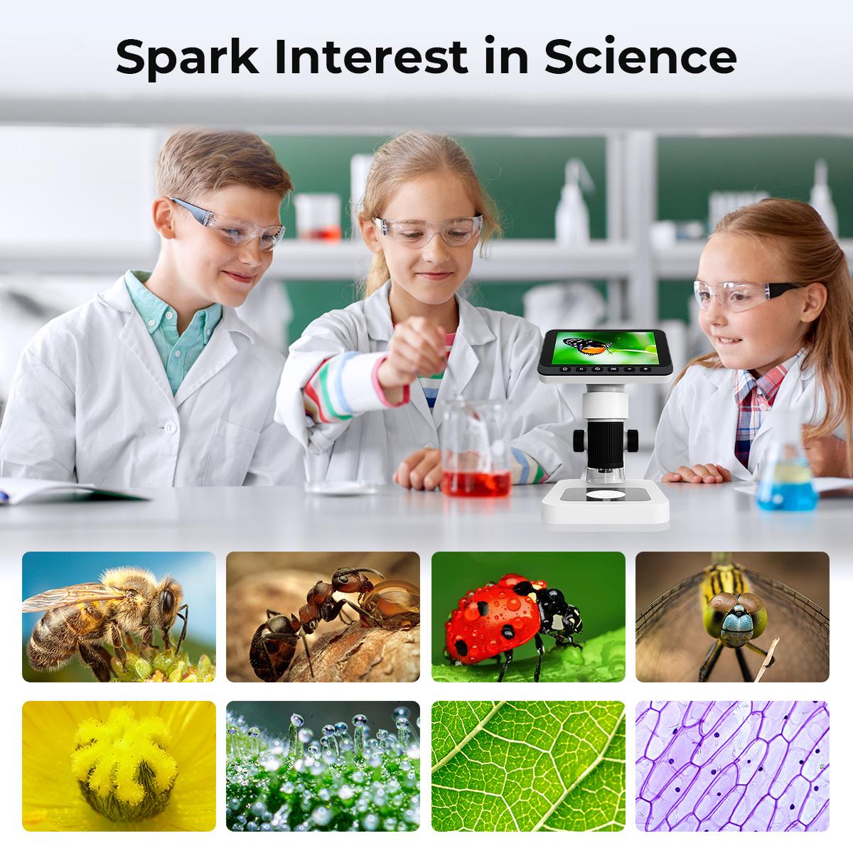 Microscope for Kids with 4" IPS Screen | Kentfaith Kids Microscopes - K ...