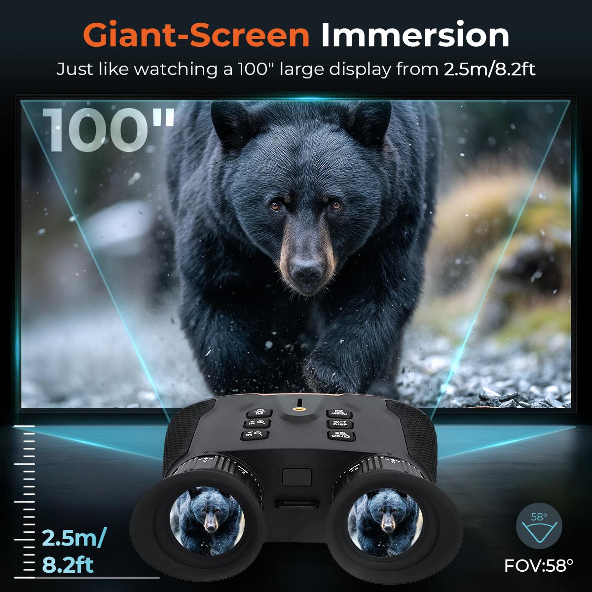 Night Vision Binoculars 3D VR Head-Mounted 8K 96MP 100in Visual Effect ...