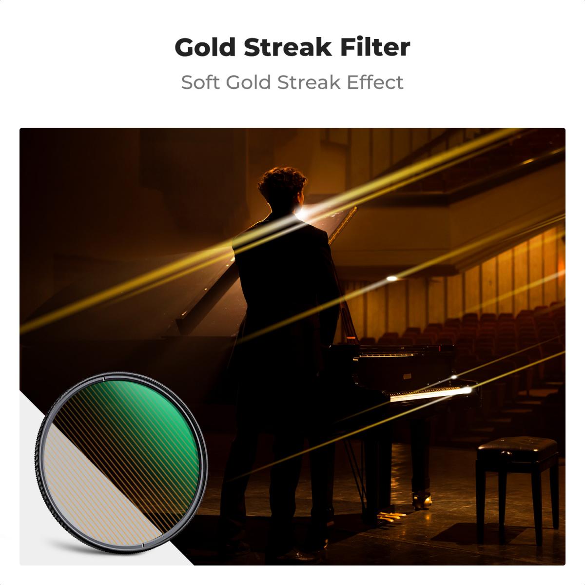 82mm Gold Streak Effect Lens Filter (2mm) Nano-Xcel Series - K&F Concept