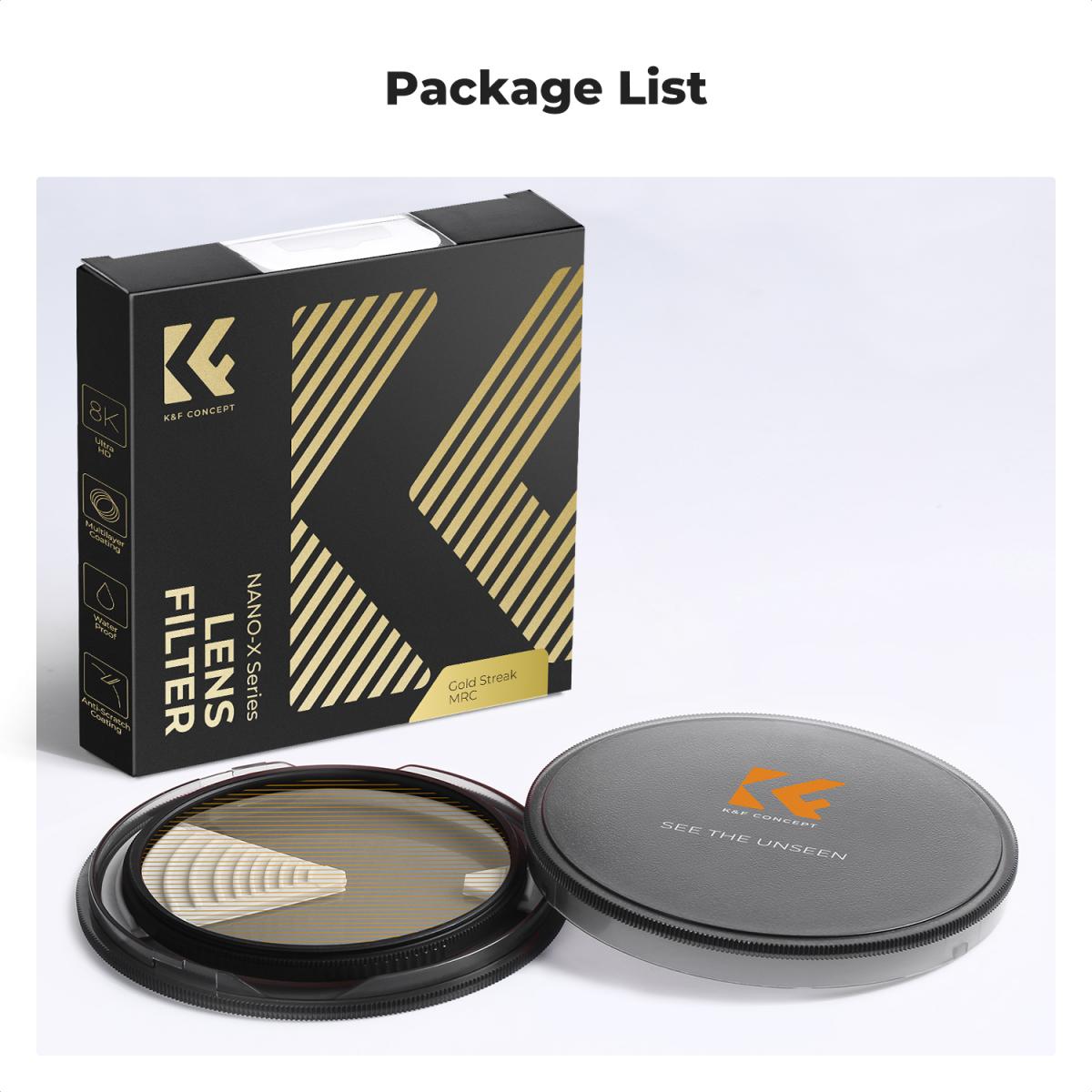 52mm Gold Streak Effect Lens Filter (2mm) Nano-Xcel Series - KENTFAITH