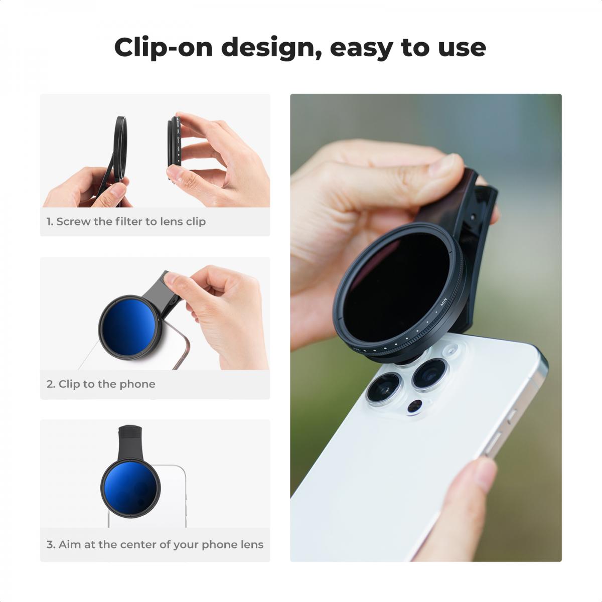 Nd Filter For Iphone 17 Pro, 52mm Clip-on - KENTFAITH