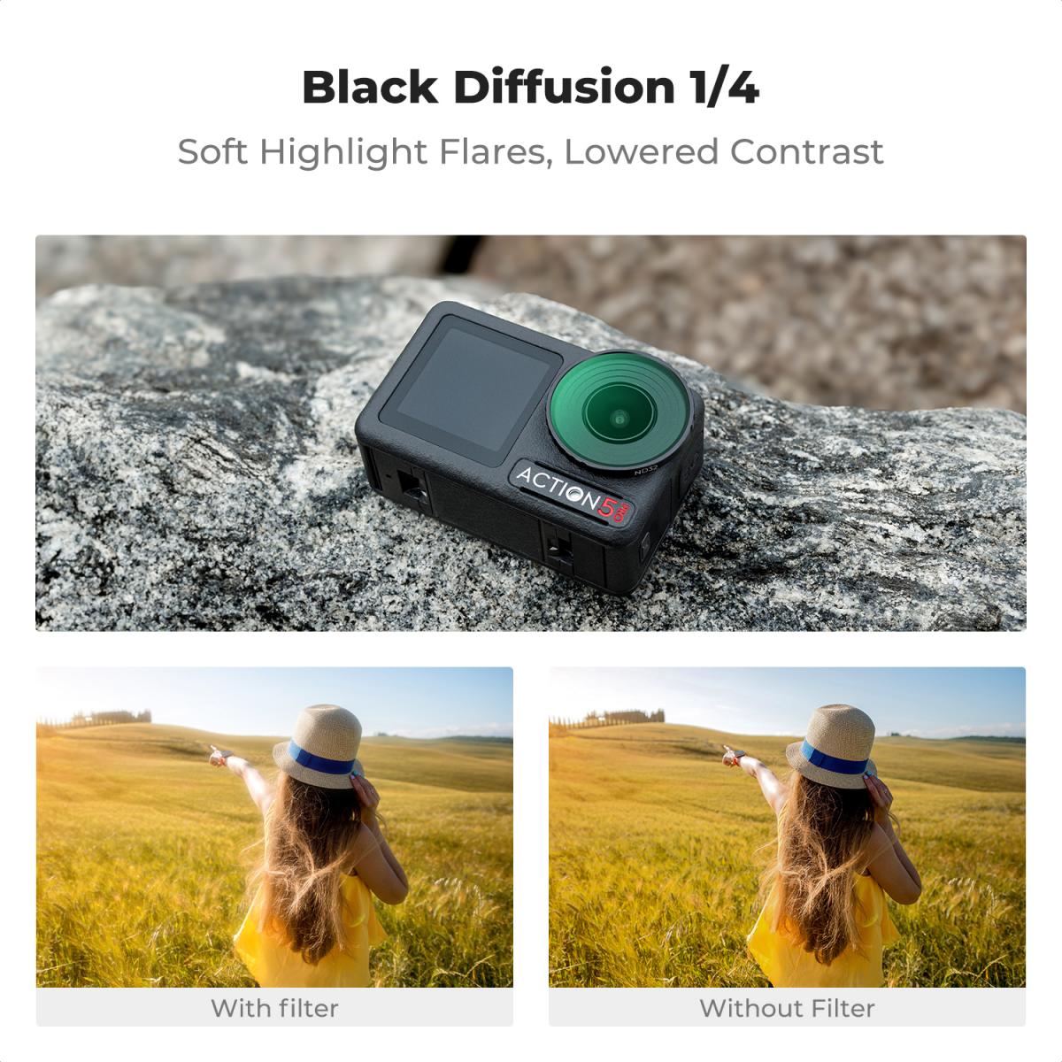 Black Diffusion 1/4 Filter for DJI Osmo Action 5 Pro / Osmo Action 4 ...
