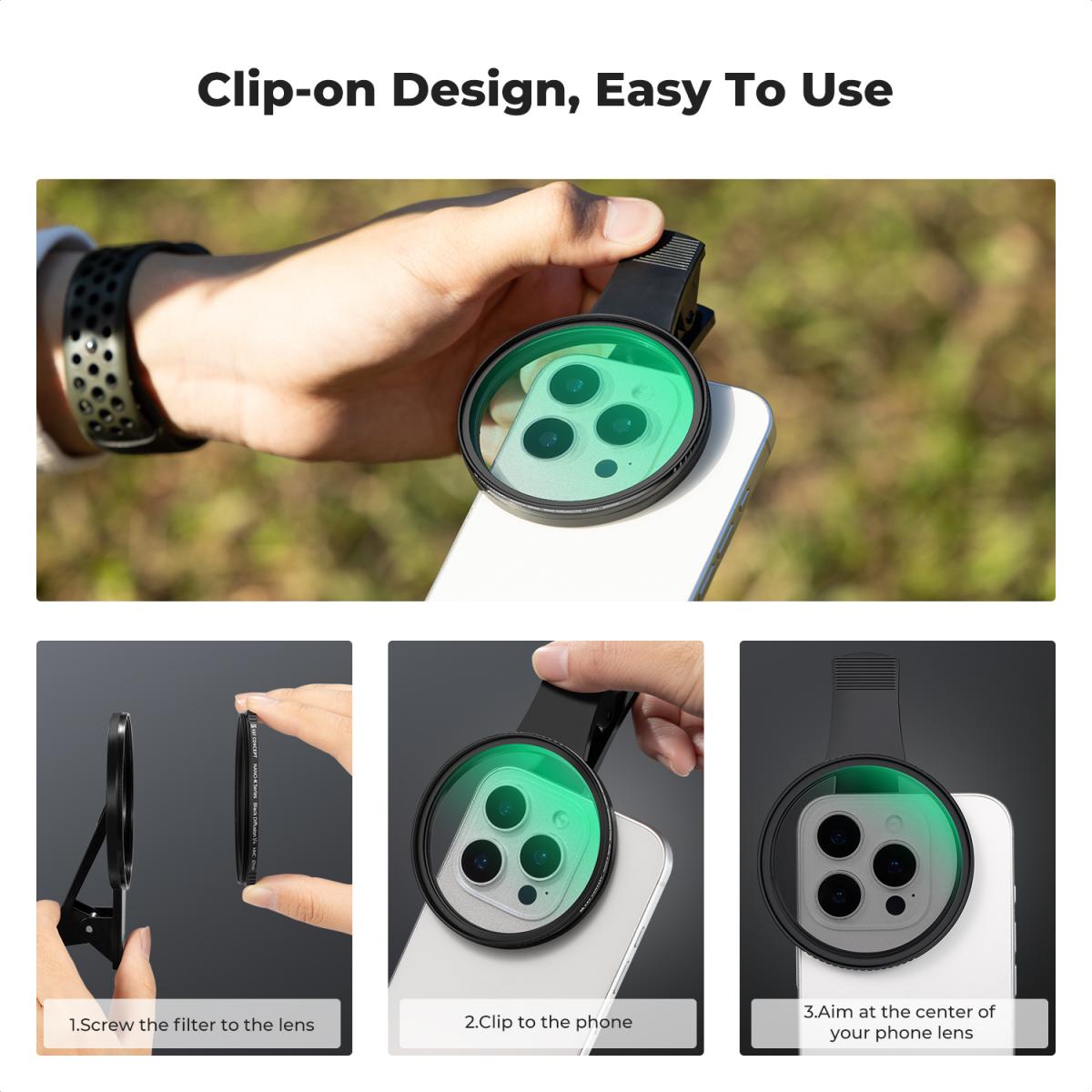 67mm Clip-on Black Mist 1/4 Phone Camera Lens Filter Kit Applicable to ...