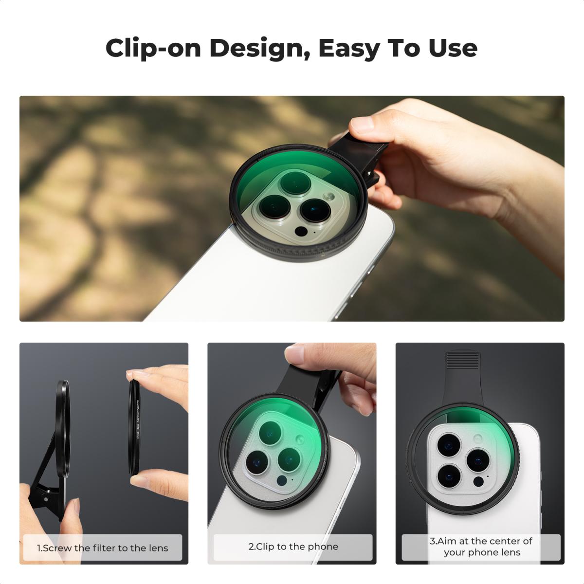 67mm Clip-on CPL&Black Mist 1/4 2-in-1 Phone Camera Lens Filter Kit ...