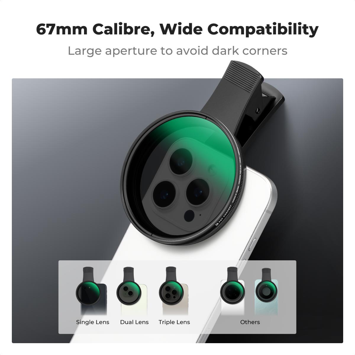 67mm Clip-on ND2-32 Phone Camera Lens Filter Kit Applicable to All ...