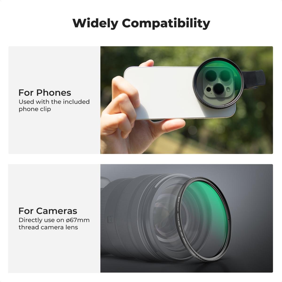 67mm Clip-on CPL Phone Camera Lens Filter Kit Applicable to All Mobile ...