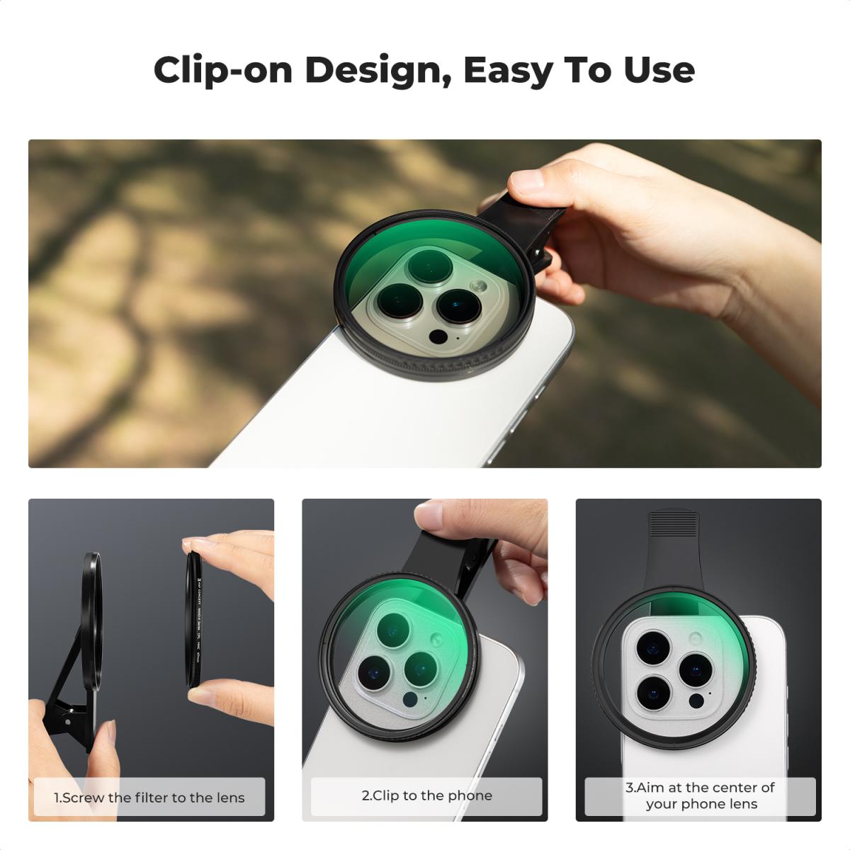 67mm Clip-on CPL Phone Camera Lens Filter Kit Applicable to All Mobile ...