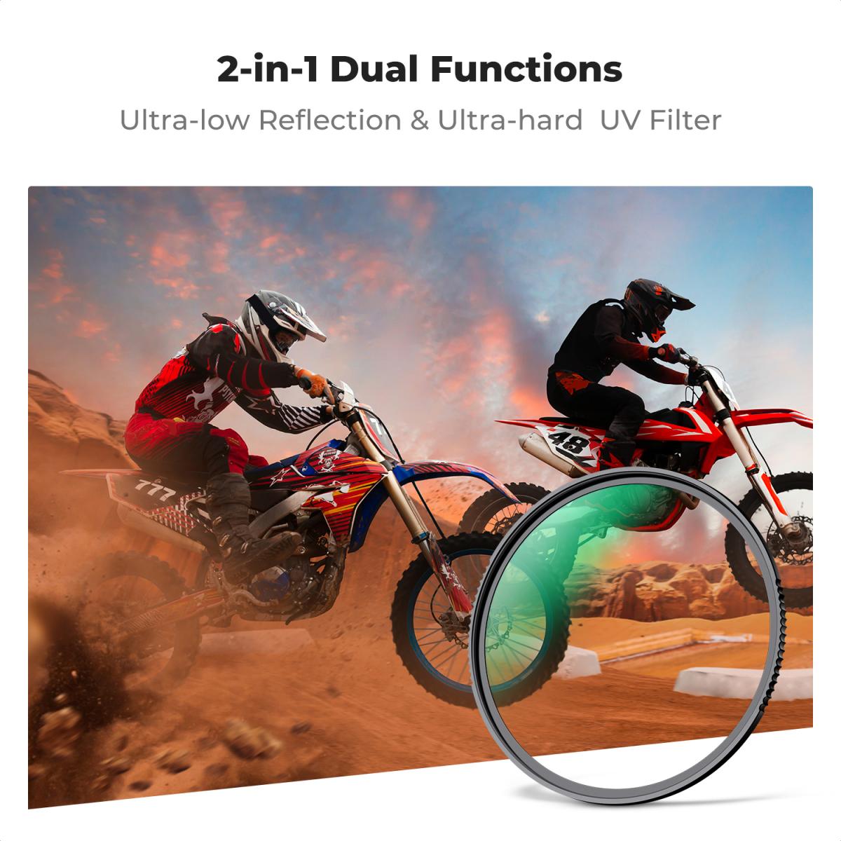 82mm UV Filter Ultra Low Reflection Tempered Glass Protection Lens Filter, Slim Lens HD Optical ...