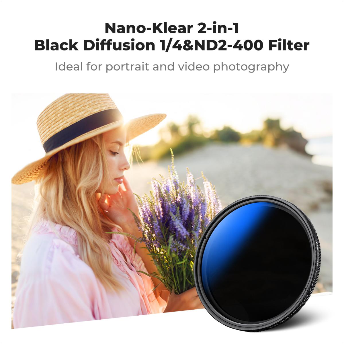 55mm Variable ND2-400 (1-9 Stops) & Black Mist 1/4 Filter with 18 Multi ...