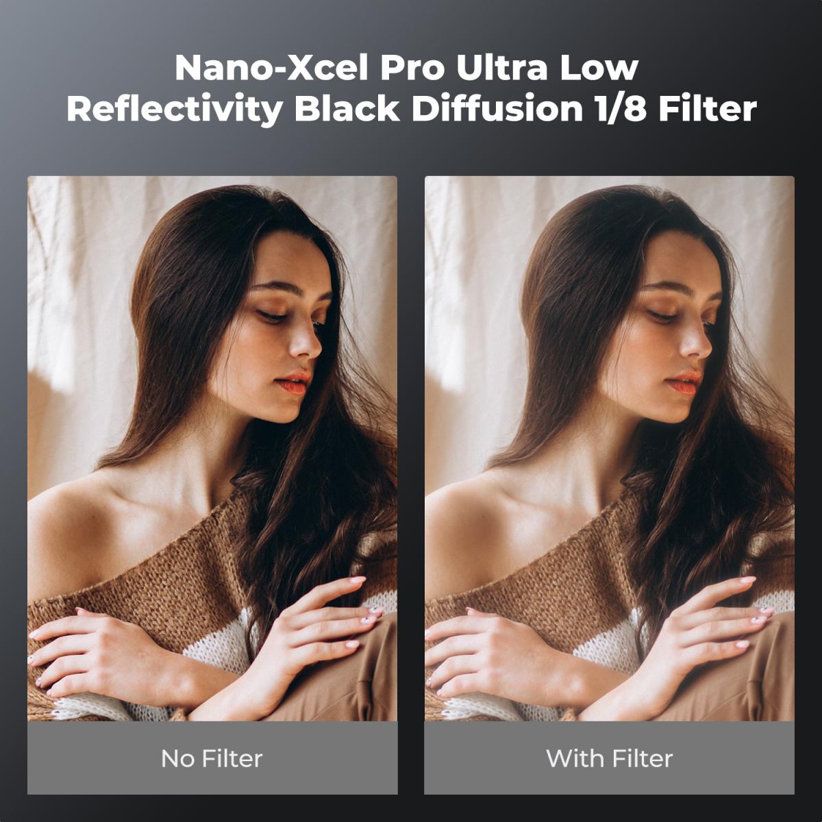 72mm Black Mist 1/8 Filter with Brass Frame, Ultra Low Reflection, Mist Soft Glow Diffuser Lens ...