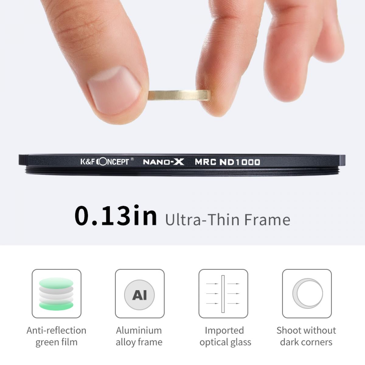 86mm ND1000 (10 Stop) Fixed ND Filter Neutral Density Lens Filter for ...