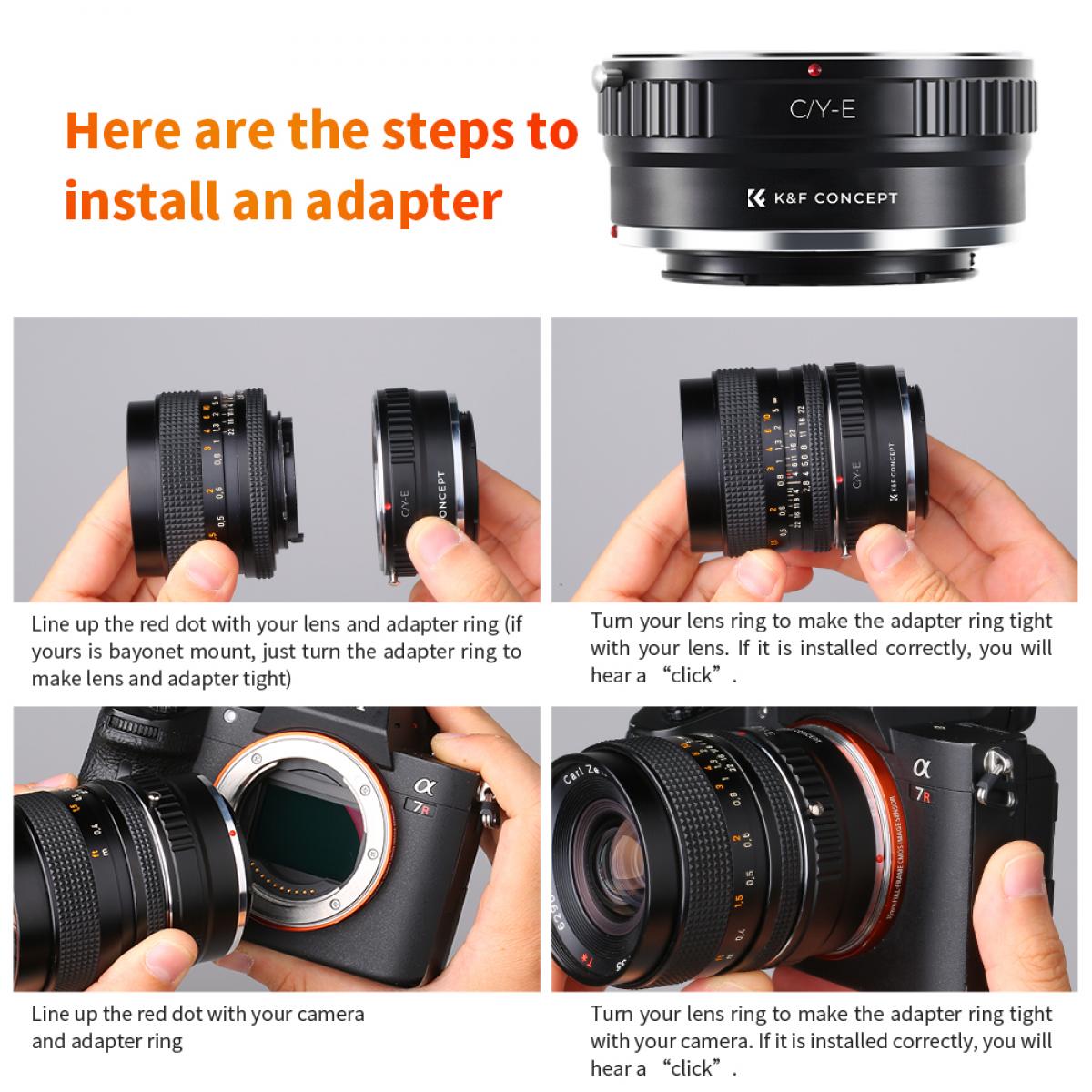 Contax Yashica Lenses to Sony E Lens Mount Adapter K&F Concept M14101 Lens Adapter - KENTFAITH