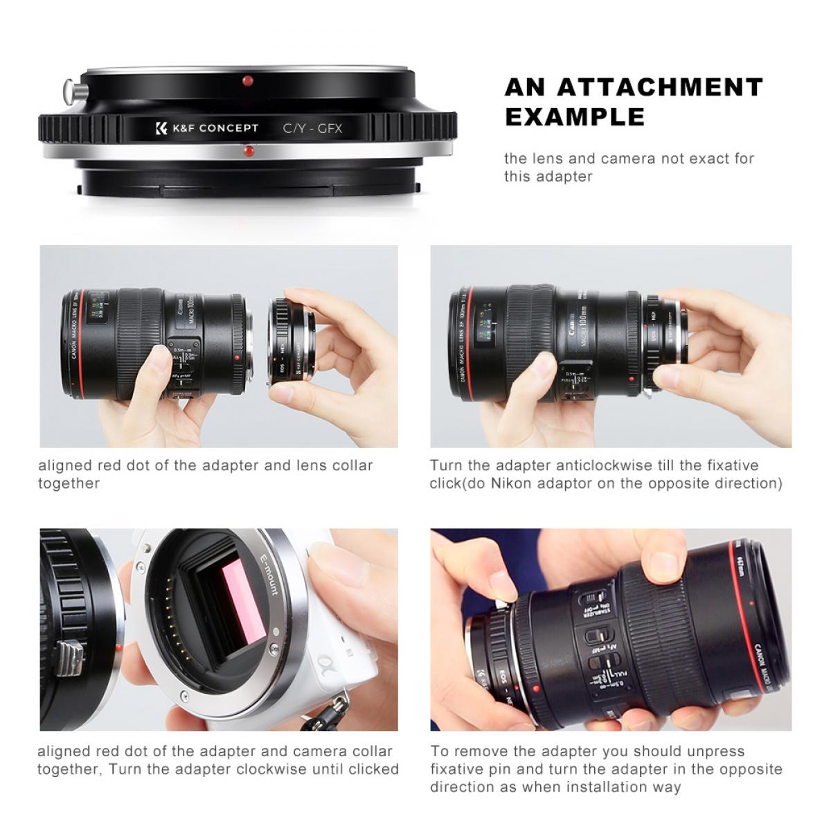 Contax / Yashica Lenses to Fuji GFX Lens Mount Adapter K&F Concept M14211 Lens Adapter - KENTFAITH