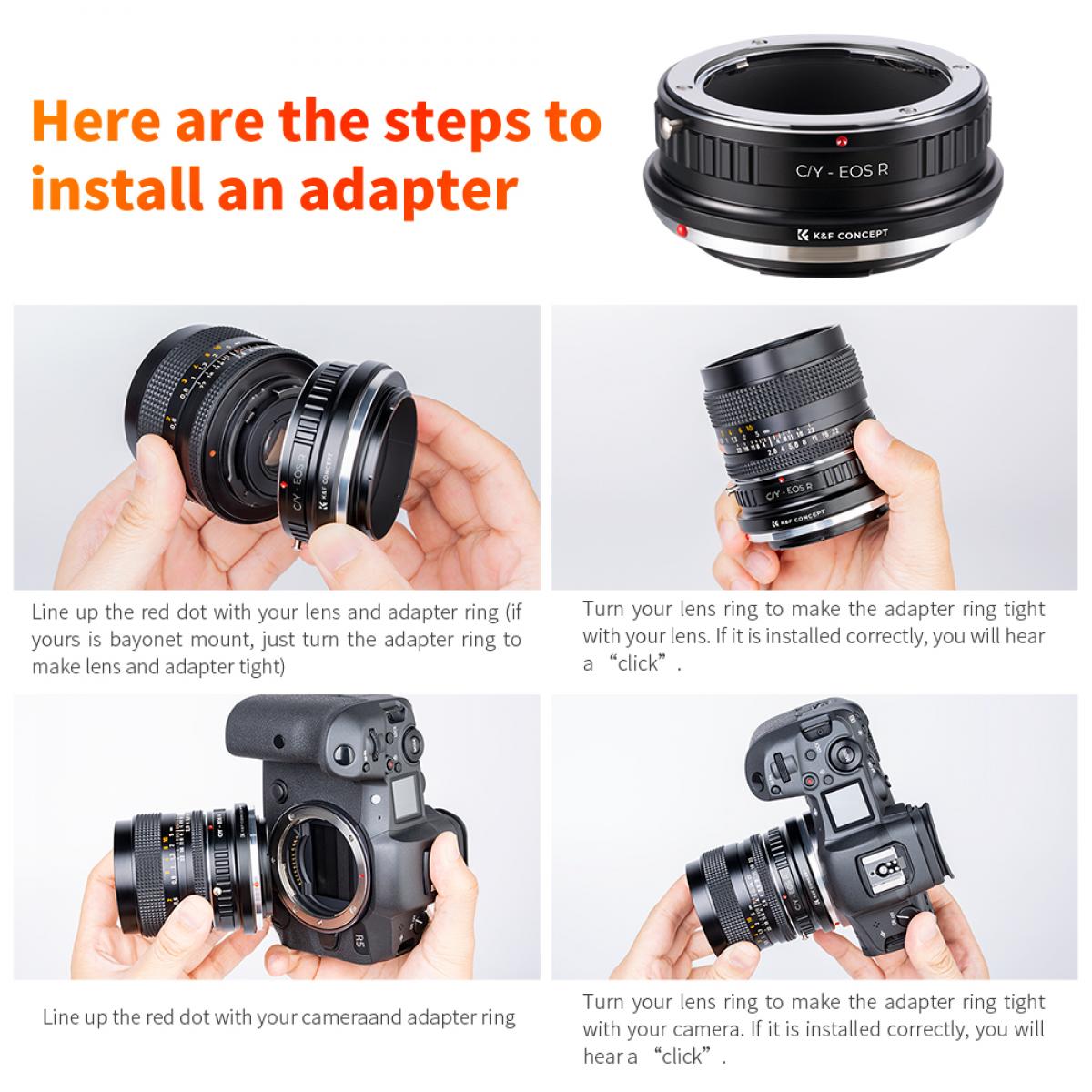 Contax Yashica CY Mount Lens to Canon EOS R Camera Body Lens Mount Adapter - KENTFAITH