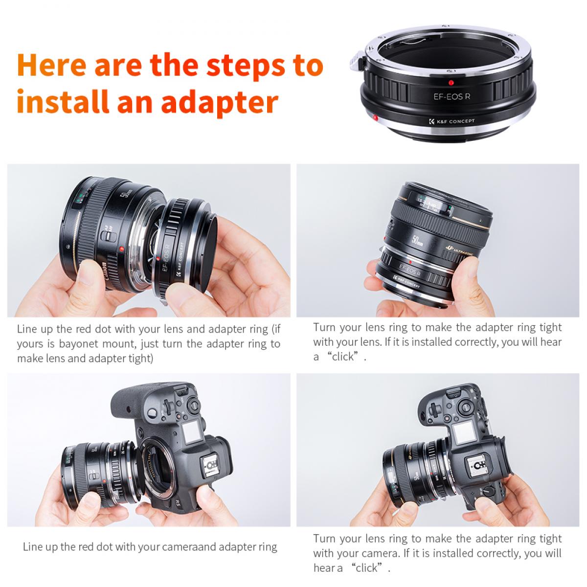 K&F Concept M12194 Canon EF Lenses to Canon EOS R Lens Mount Adapter - K&F Concept