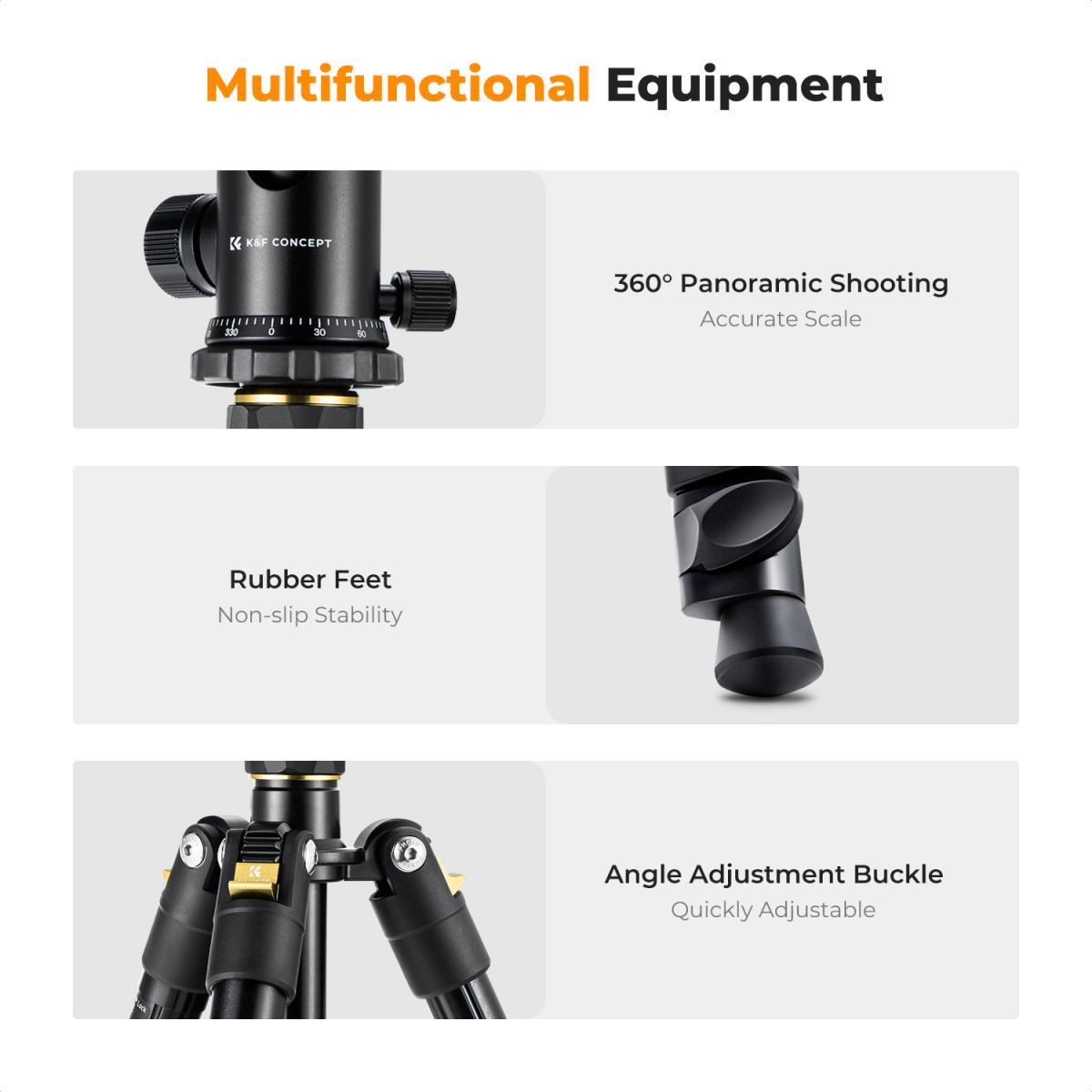 Bluetooth Camera Tripod 1.84m Lightweight and Compact Aluminum - KENTFAITH