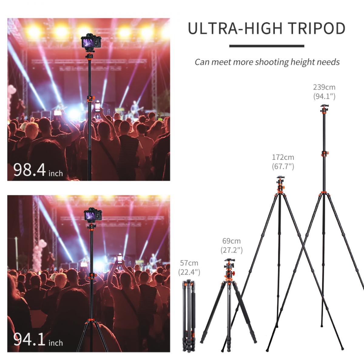 Aluminum Overhead Camera Video Tripod With Monopod & 28mm Ball Head ...