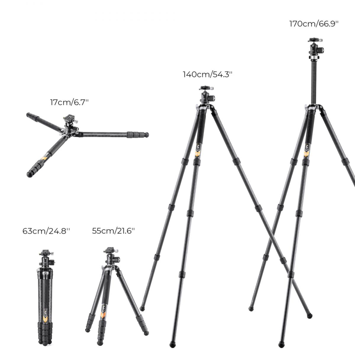 Heavy Duty Professional Tripod 67”/1.7M 20Kg/44Lbs K&F Concept - KENTFAITH