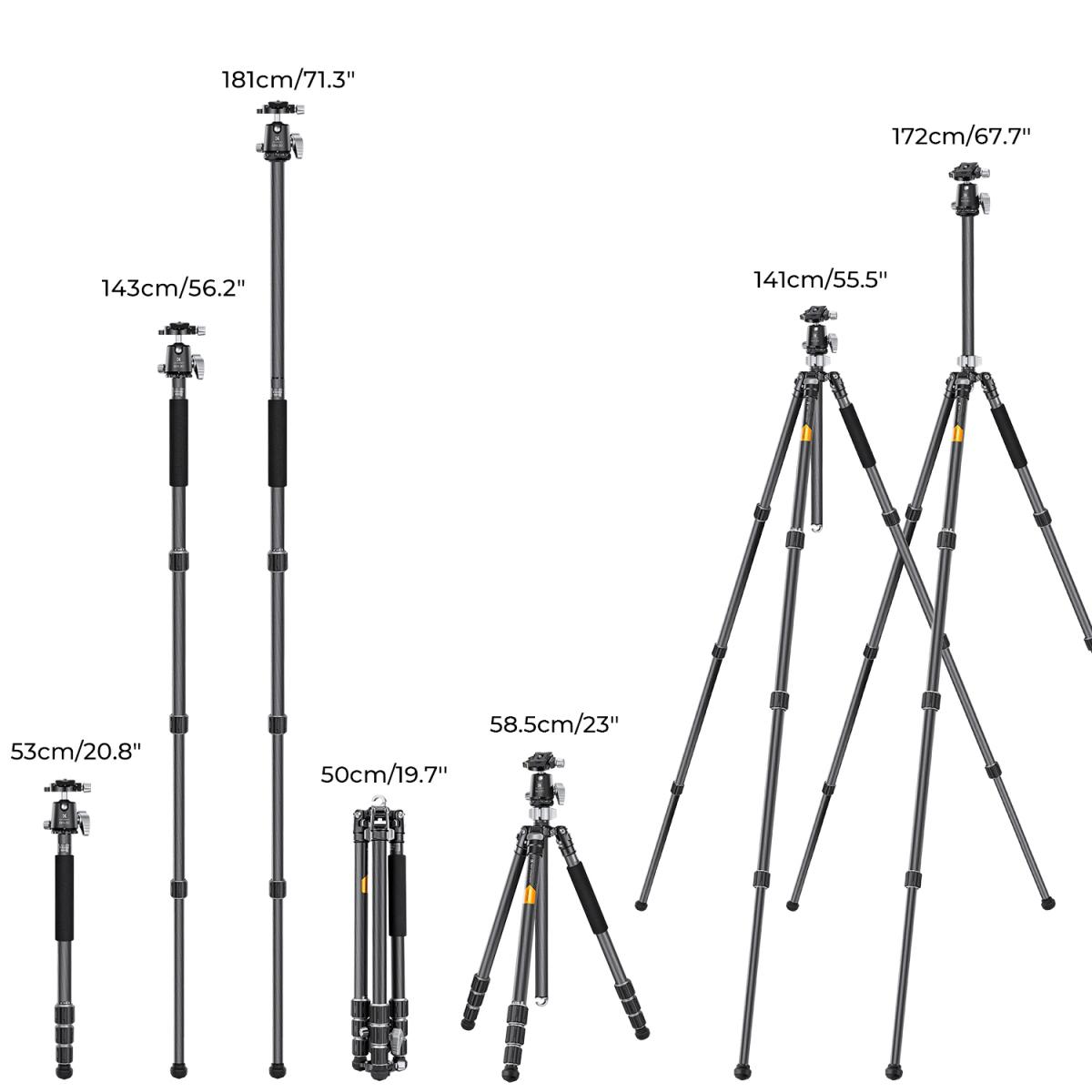 Professional Tripod Head 68''/1.7M 12Kg/26.2Lbs K&F Concept - KENTFAITH