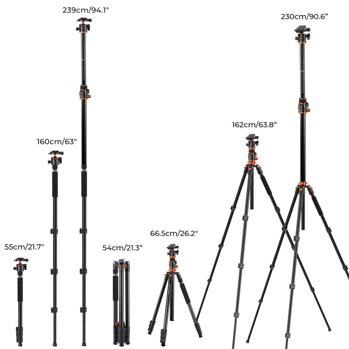 Reversible Center Column Tripod | Aluminum Alloy Tripod | K&F Concept ...